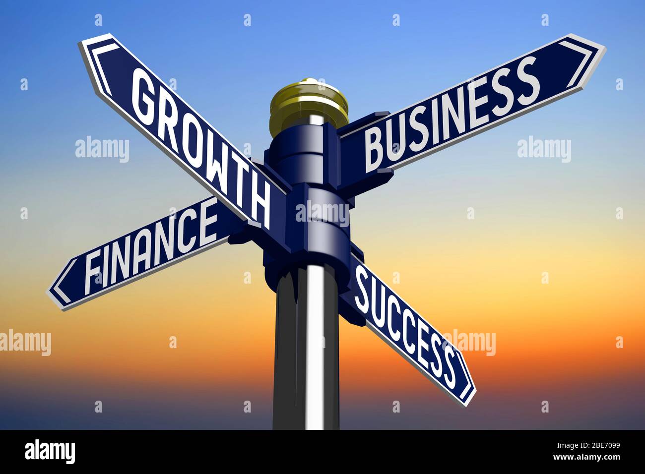 3D illustration/ 3D rendering - signpost with four arrows - business ...