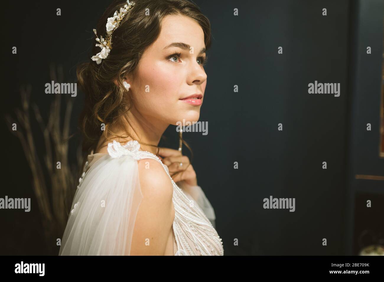 Attractive young bride before wedding ceremony. Bride's Preparations ...