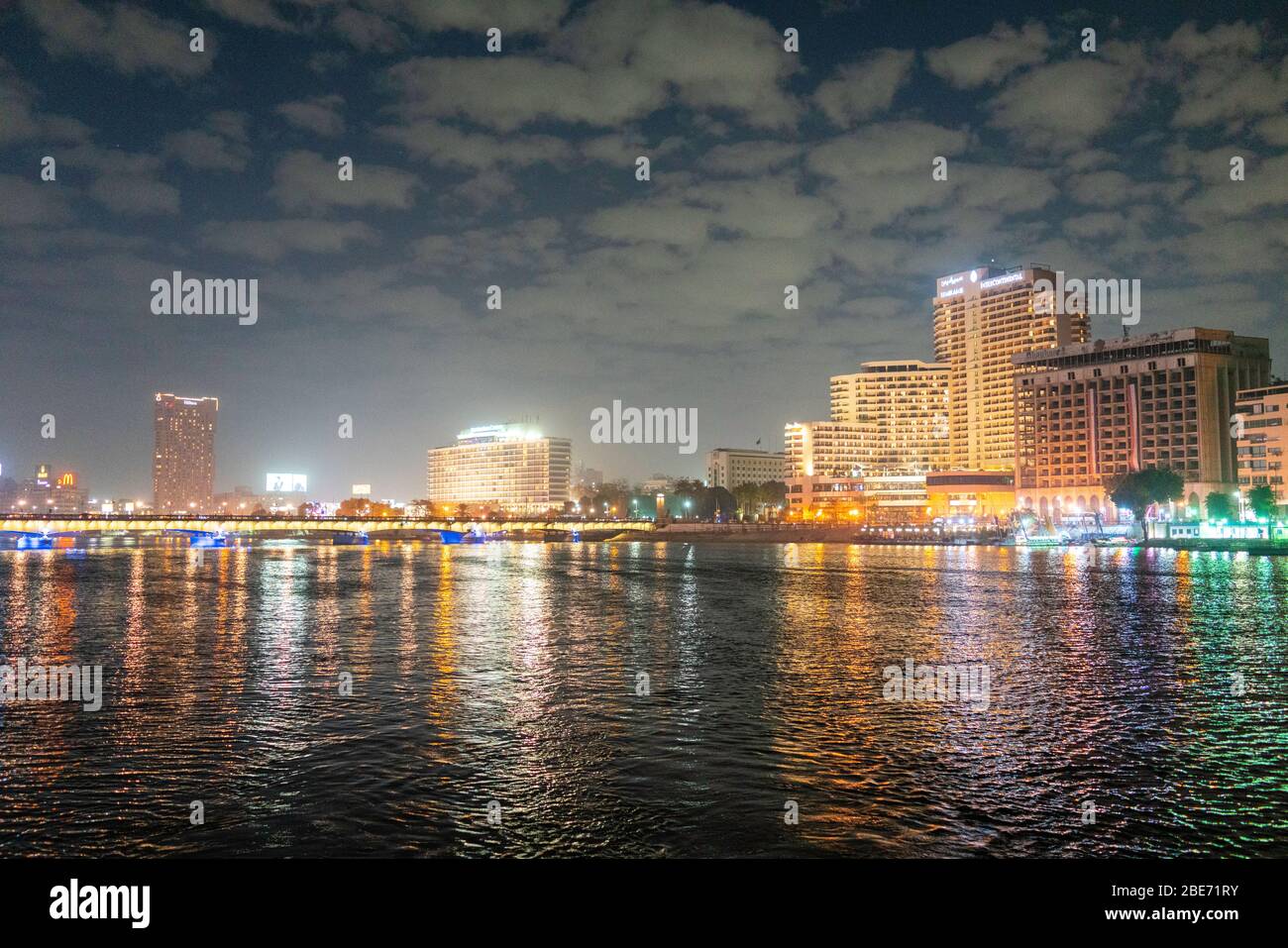 Evening on the Nile River, from a cruise boat. Cairo, Egypt Stock Photo ...