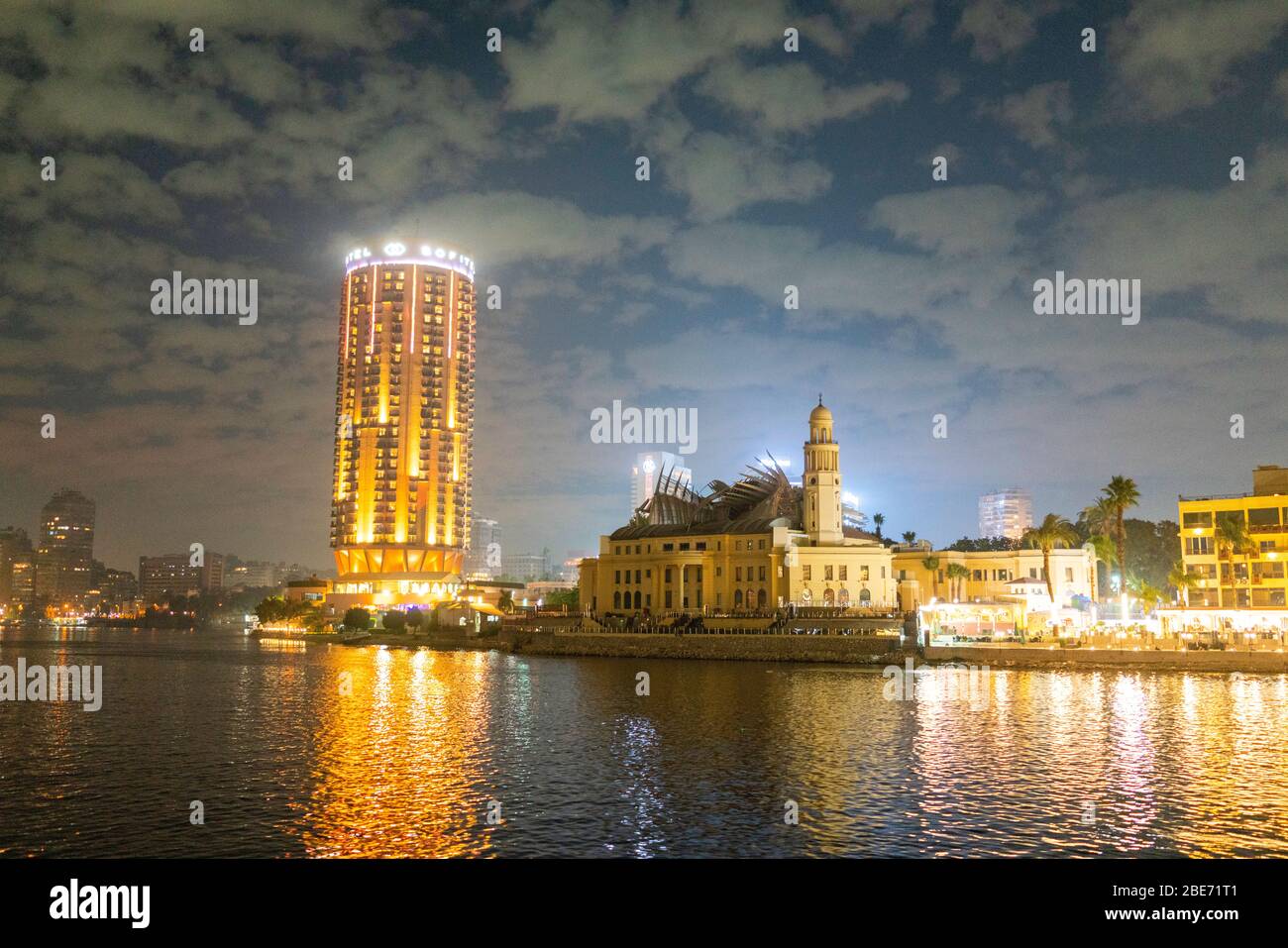 Evening on the Nile River, from a cruise boat. Cairo, Egypt Stock Photo ...