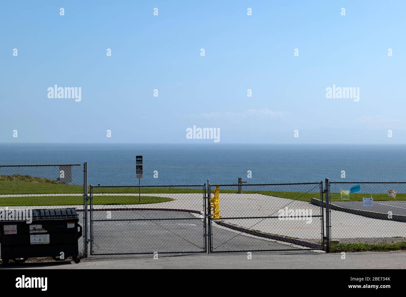 San Pedro, CA/USA - April 3, 2020: Gates close entrance to Angel’s Gate ...