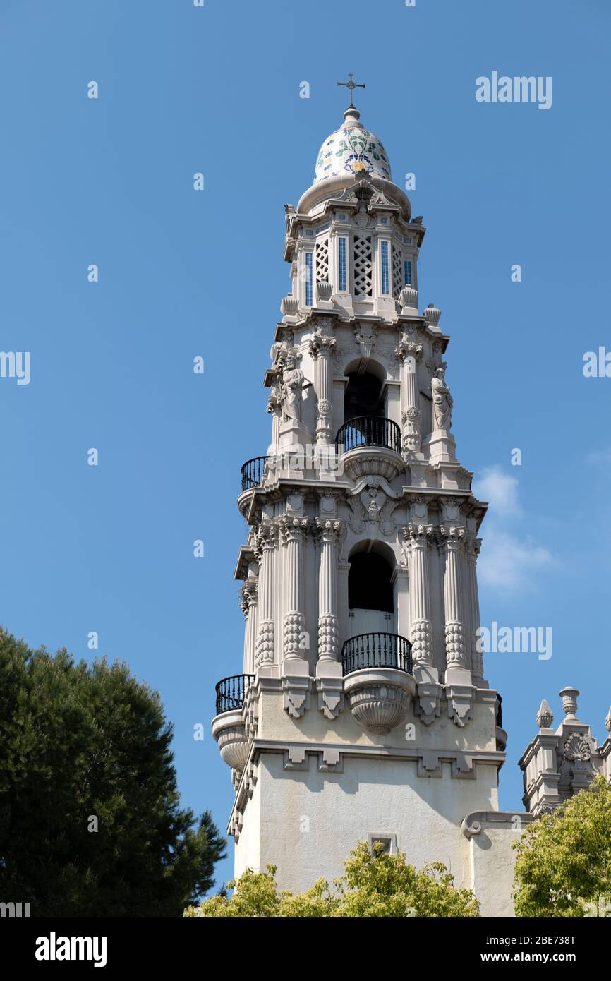 Los Angeles, CA/USA - April 11, 2020: Steeple of the Saint Vincent de ...