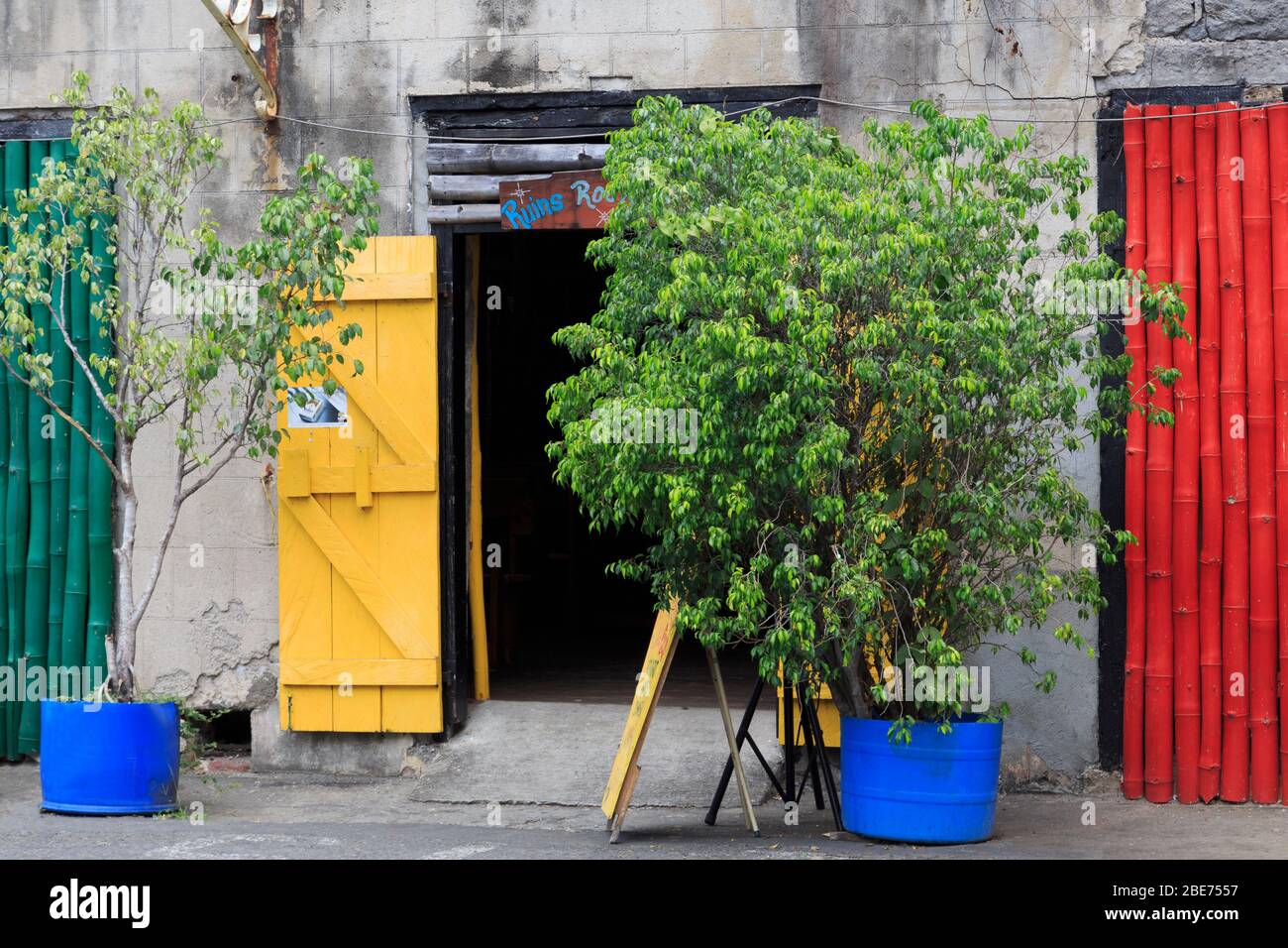 Ruins Rock Cafe in Old Market Square,Roseau,Dominica,Caribbean Stock ...