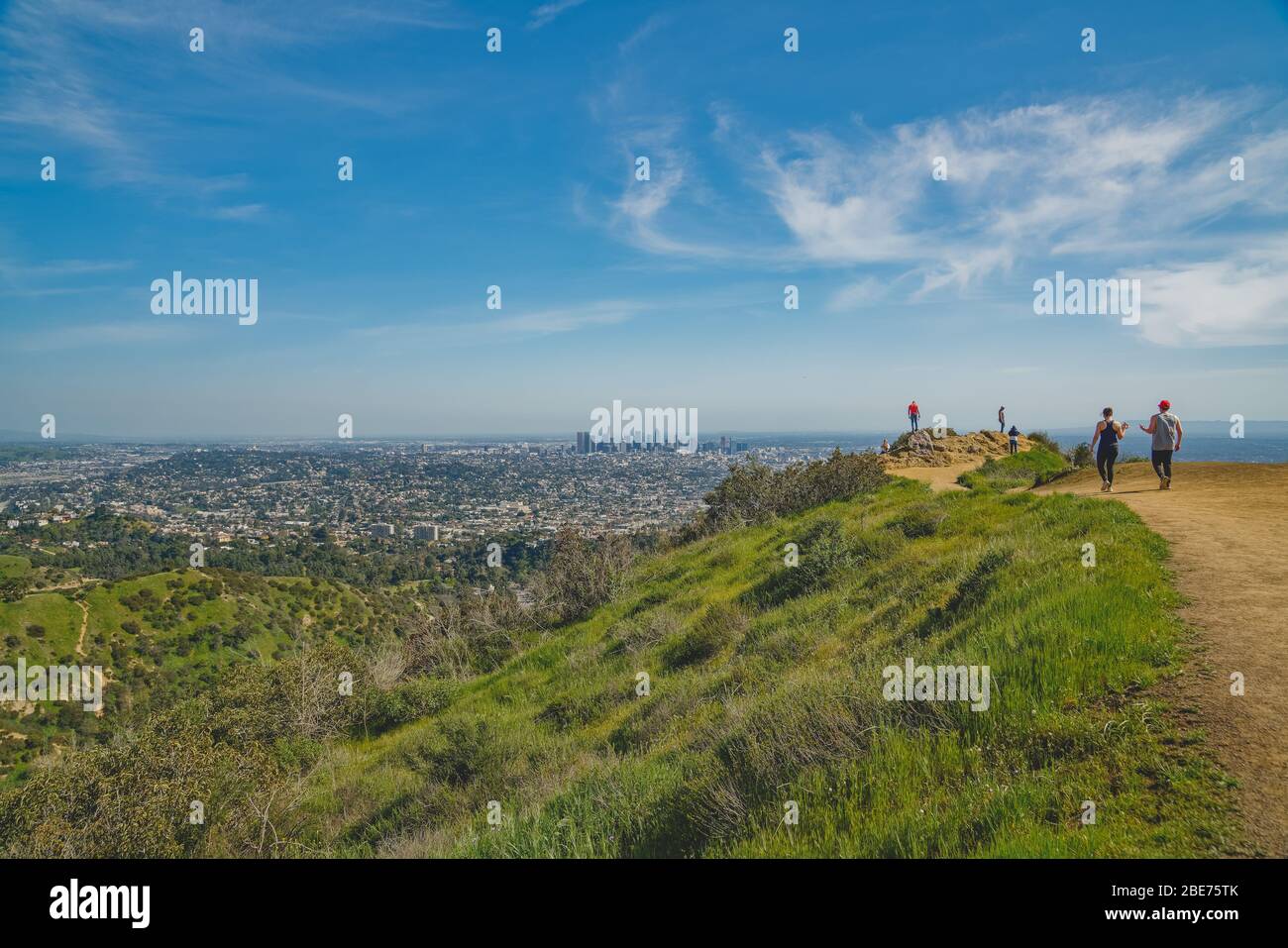 Los Angeles, California/USA - April 8, 2018 Griffith Park hiking trail ...