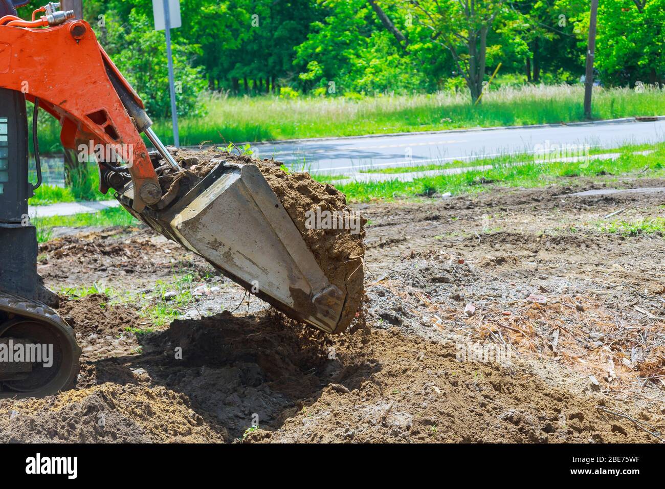 The bulldozer moves soil digging ground construction equipment Stock ...