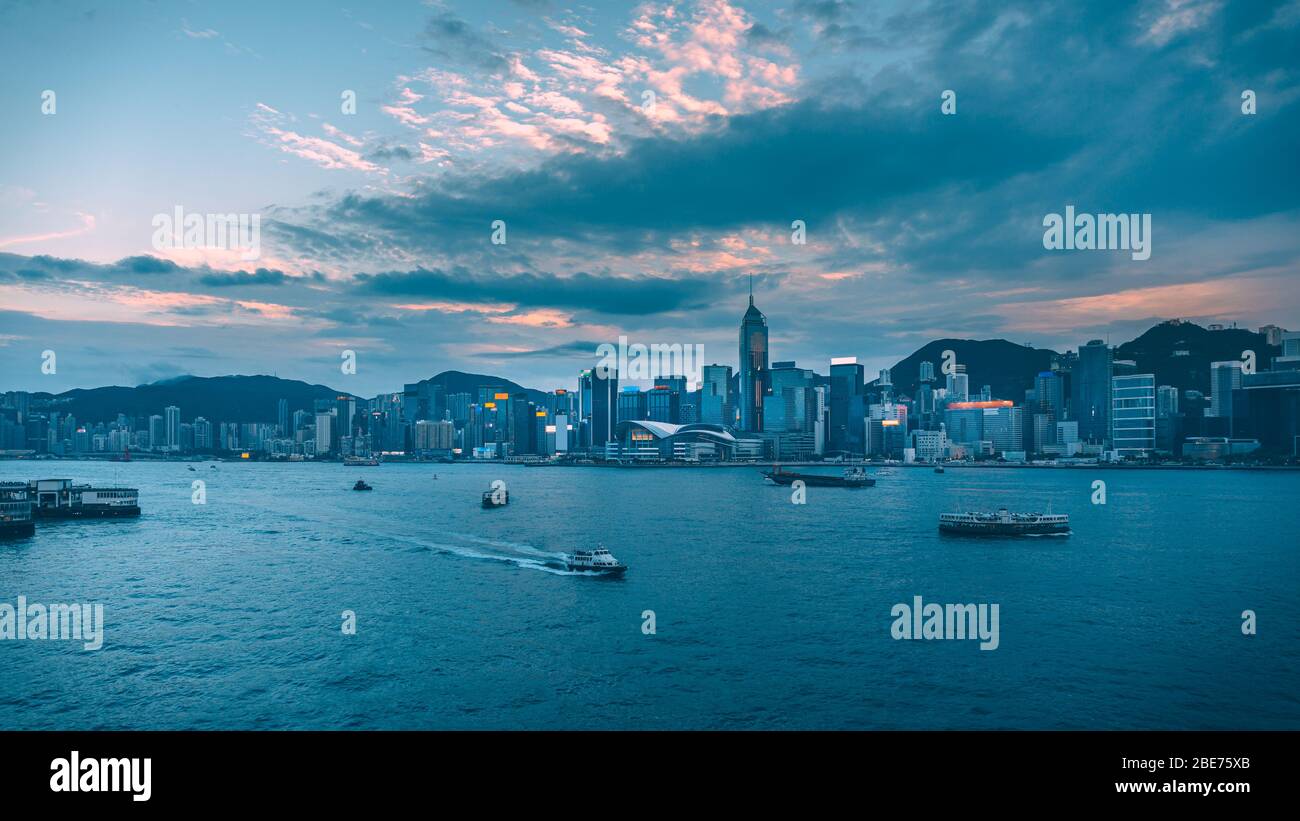 Hong Kong Victoria Harbour view; Hong Kong Cityscape Stock Photo - Alamy