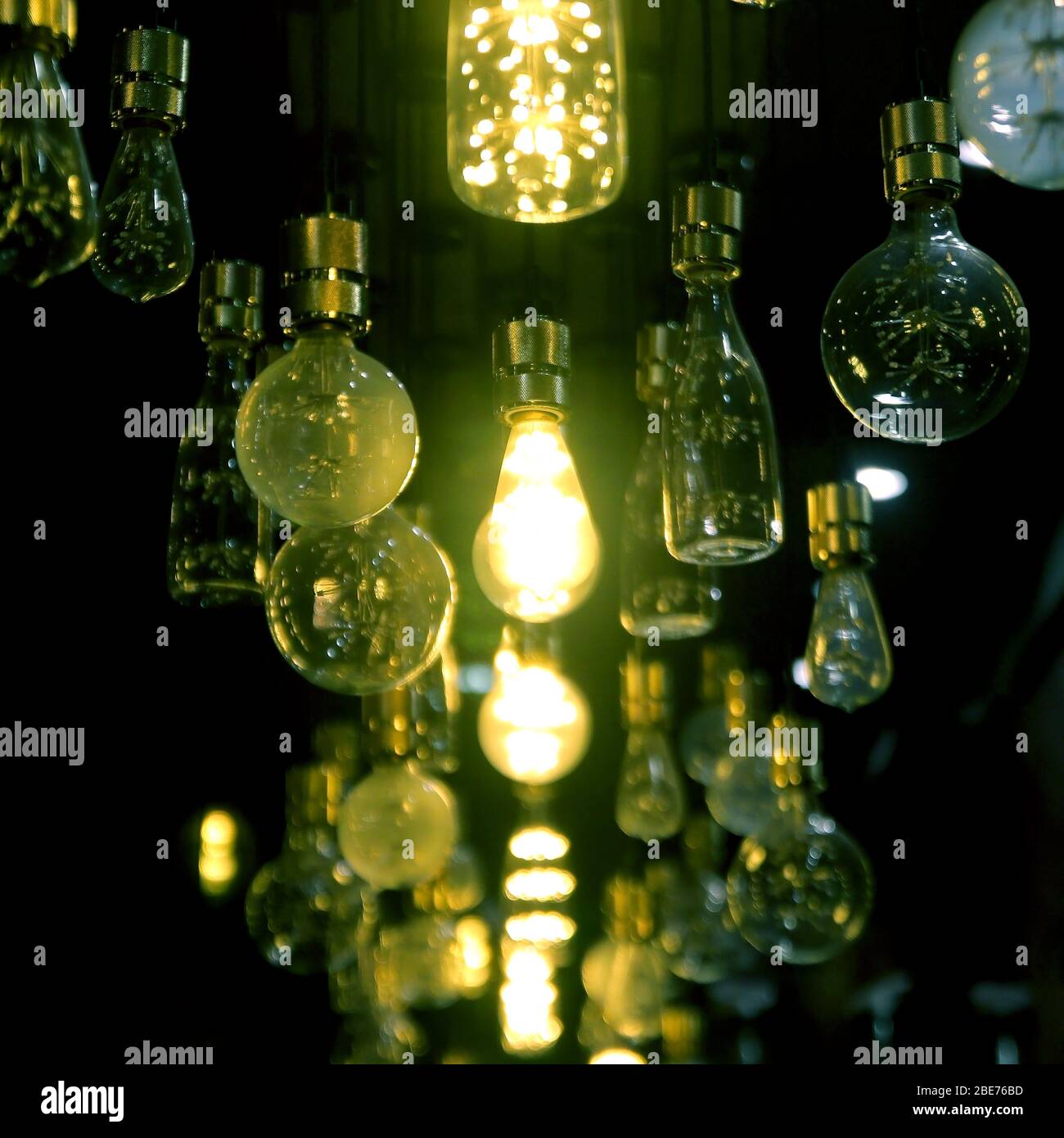 pile of LED light bulbs are decorated on the ceiling Stock Photo - Alamy