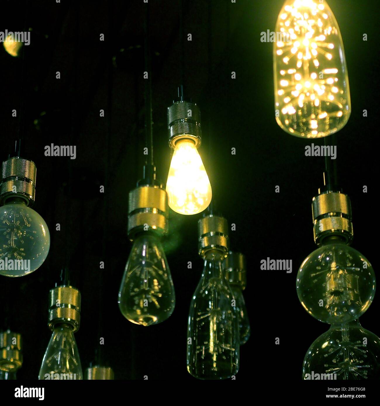pile of LED light bulbs are decorated on the ceiling Stock Photo - Alamy