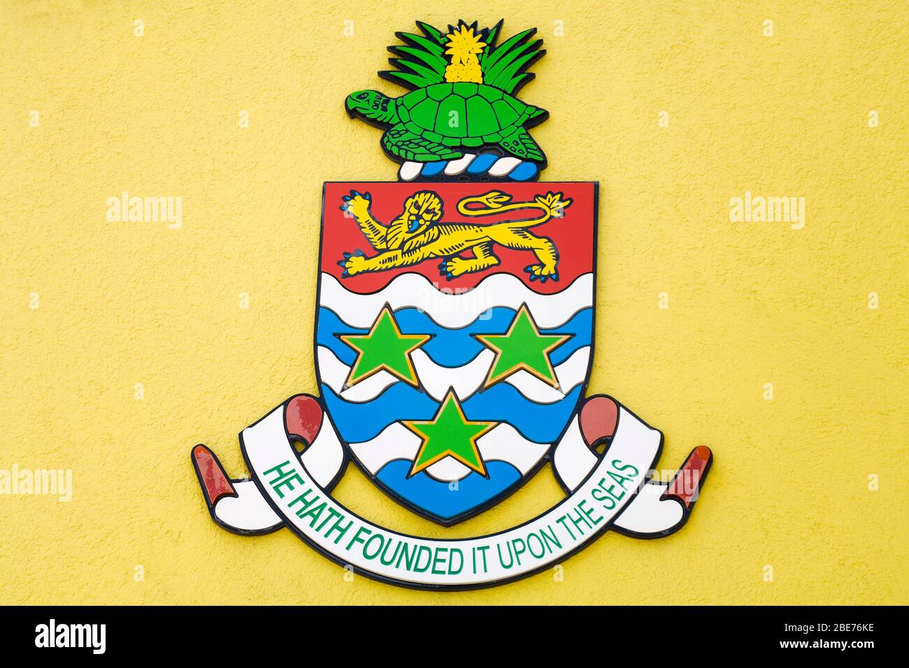 Cayman Islands crest on welcome sign, George Town, Grand Cayman, Cayman ...