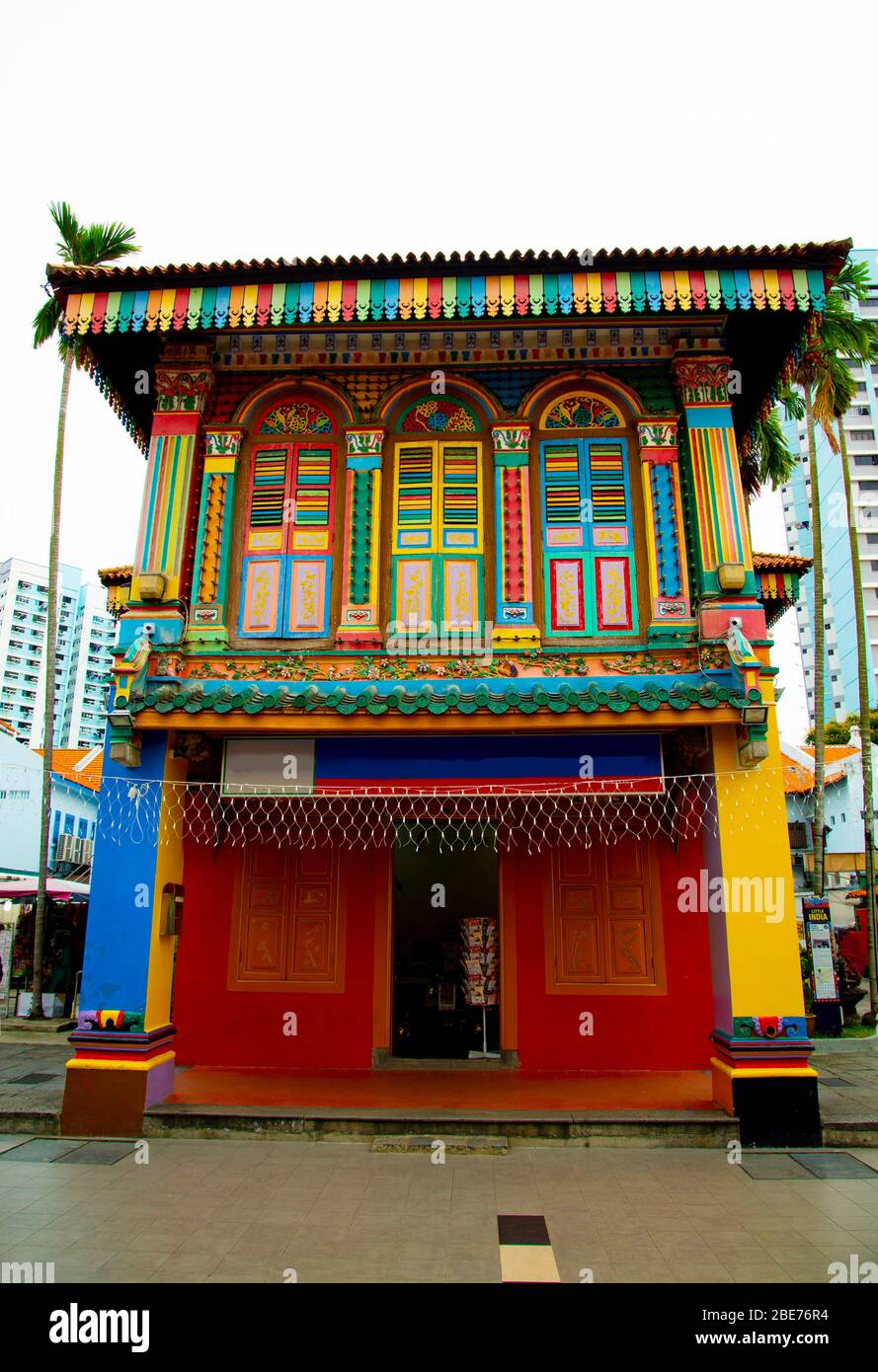 Colorful Building in Little India - Singapore Stock Photo - Alamy