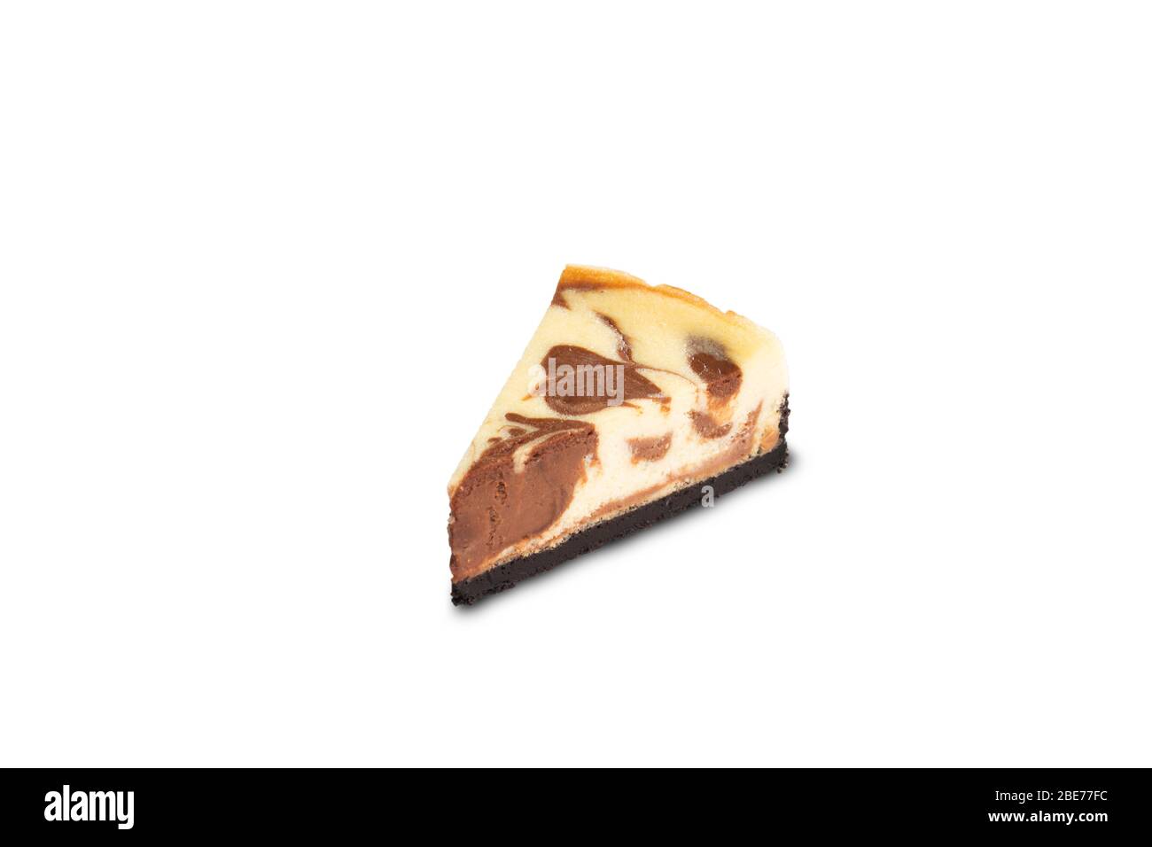 Triangle slice piece of homemade chocolate marble cheese cake on white ...