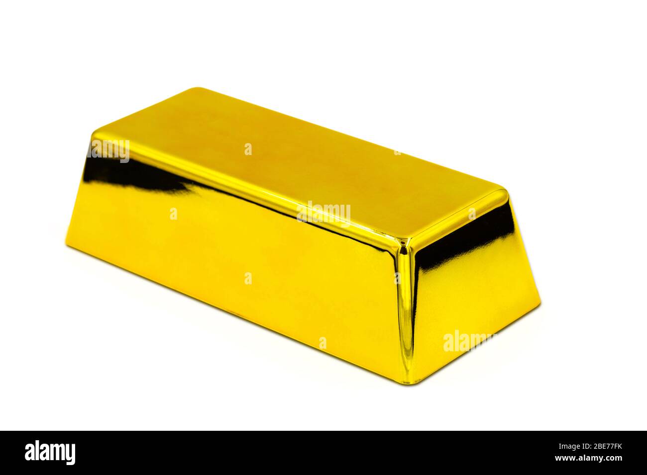 Gold bar on white isolated background with clipping path and copy space ...