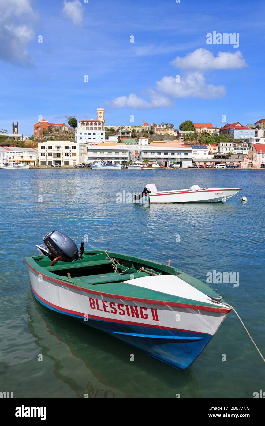 Fishing Boats in The Carenage,St. Georges,Grenada,Caribbean Stock Photo ...