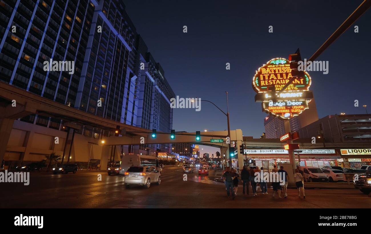 Las Vegas by night street traffic - LAS VEGAS-NEVADA, OCTOBER 11, 2017 ...