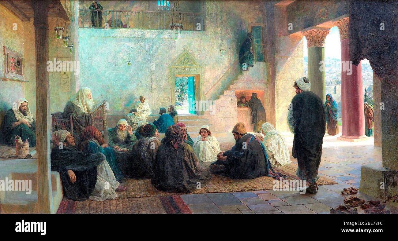 Jesus among the doctors of the temple hi-res stock photography and ...