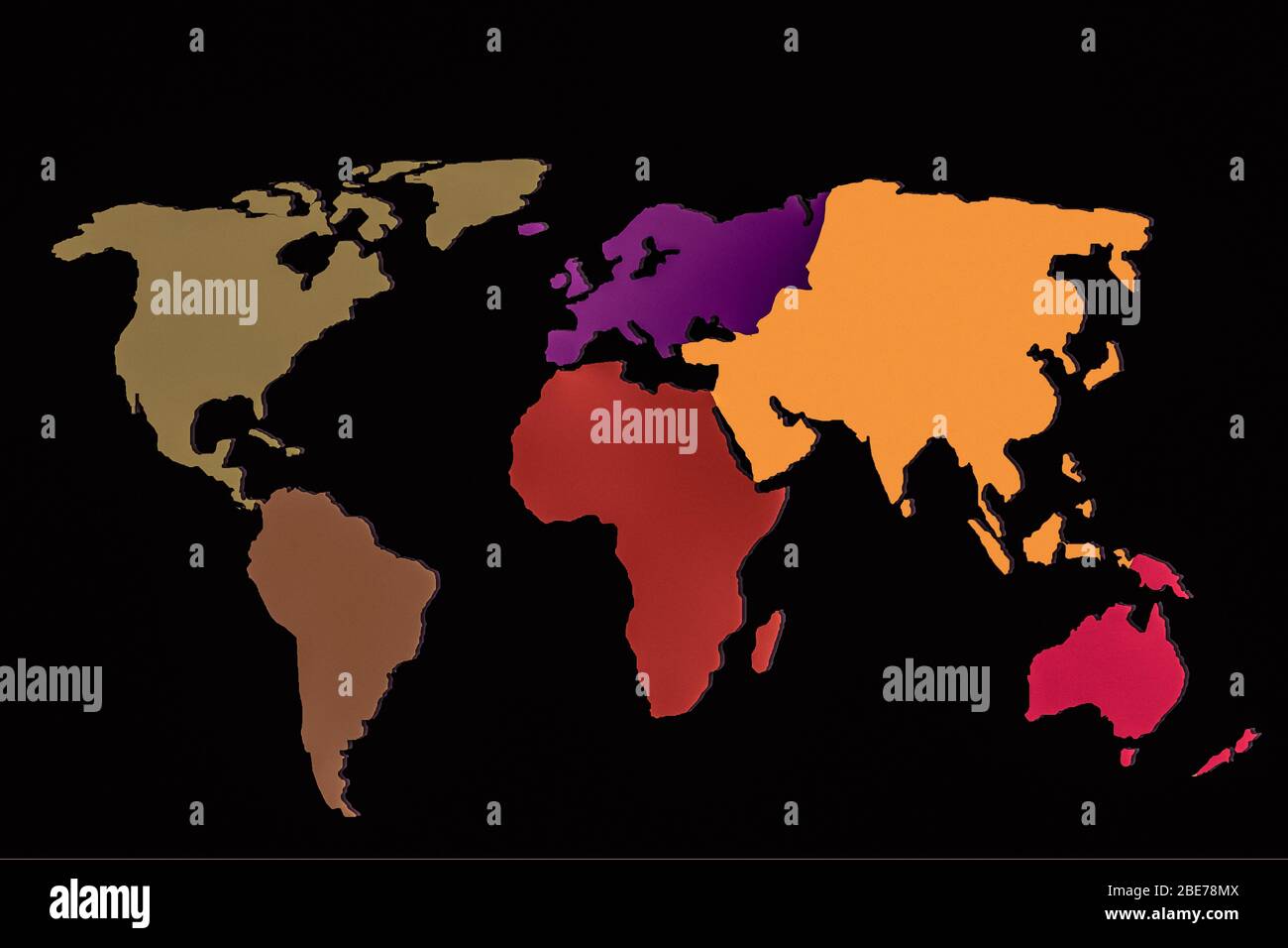 Roughly outlined world map with a colorful background patterns Stock ...