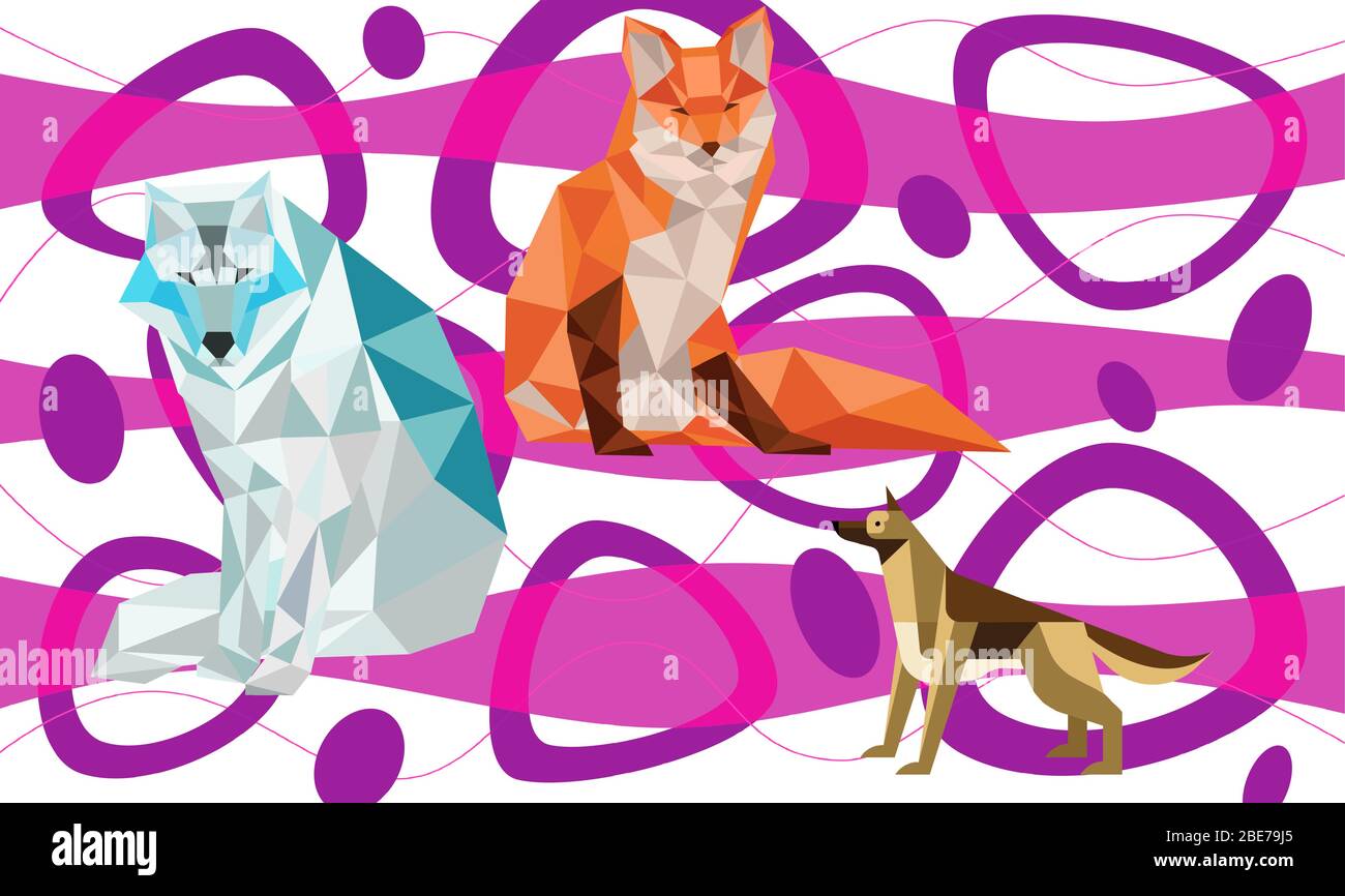 animals made up of different type of Triangles on art background Stock ...