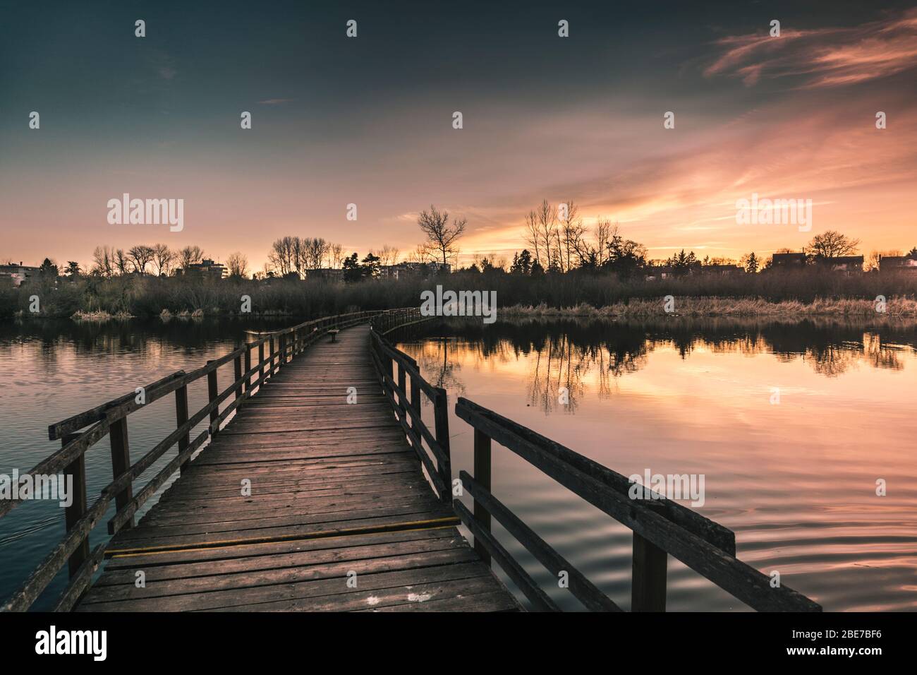 Sunset over the lake in Canadian city Victoria Stock Photo - Alamy