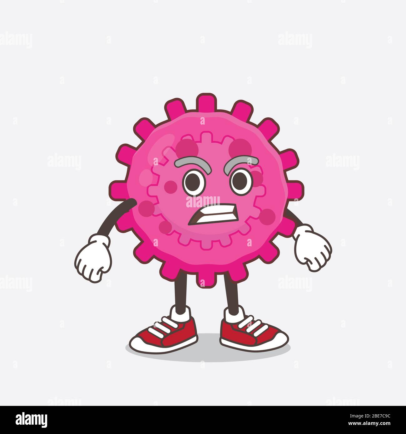 An illustration of Pink Virus cartoon mascot character with angry face ...