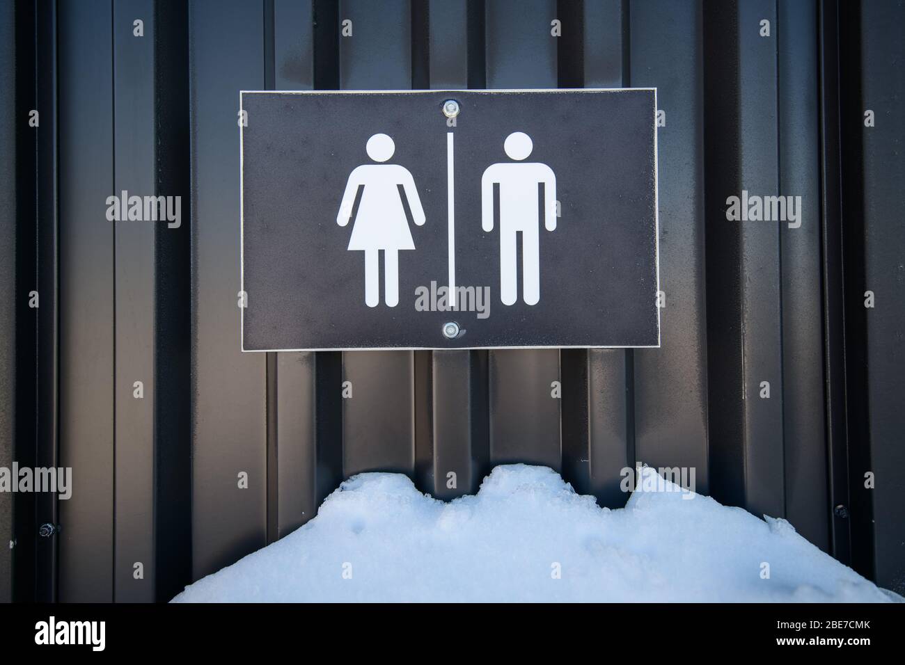 Texture of natural snow with toilet sign. View above the snow Stock ...
