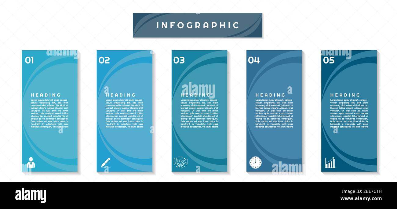 Infographic geometric square shape design blue color cool style for ...