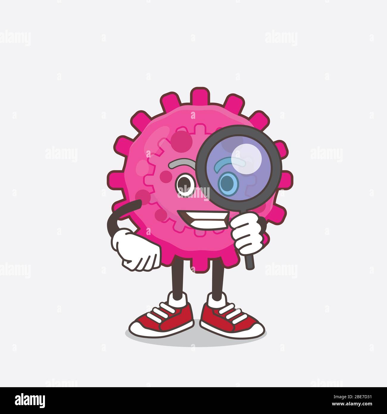 An illustration of Pink Virus cartoon mascot character as Detective ...