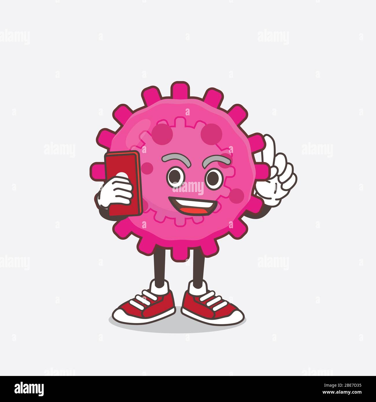 An illustration of Pink Virus cartoon mascot character speaking on the ...