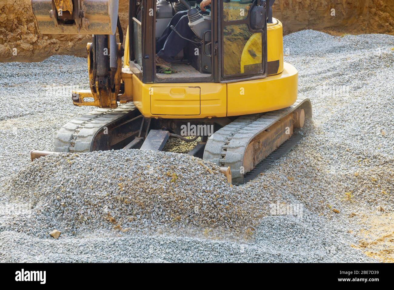 Loading of stone excavator works in a gravel pit Stock Photo - Alamy