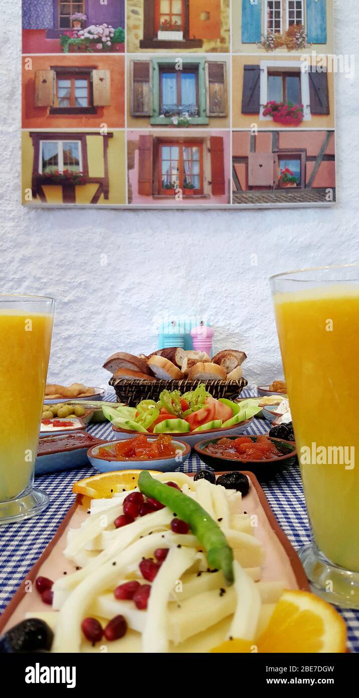 Traditional Turkish breakfast table Stock Photo - Alamy