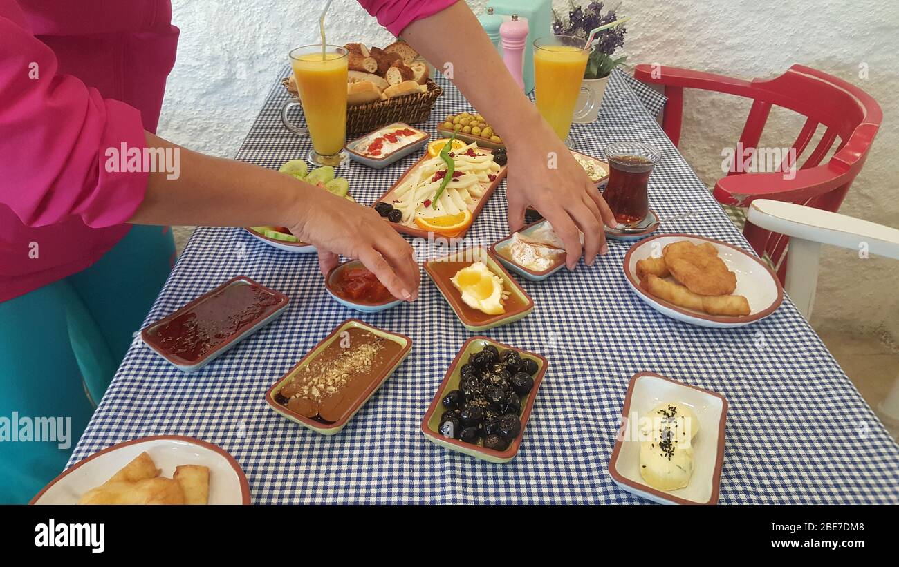 Traditional Turkish breakfast table Stock Photo - Alamy