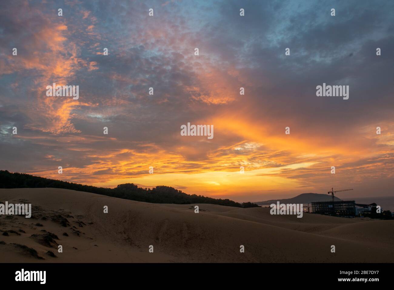 Sunrise over Sand Dunes in Mui Ne Stock Photo - Alamy