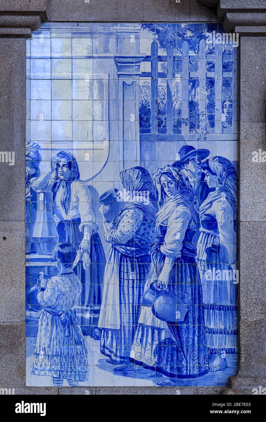 Elaborate 19th-century azulejo tilework in the main vestibule hall of ...