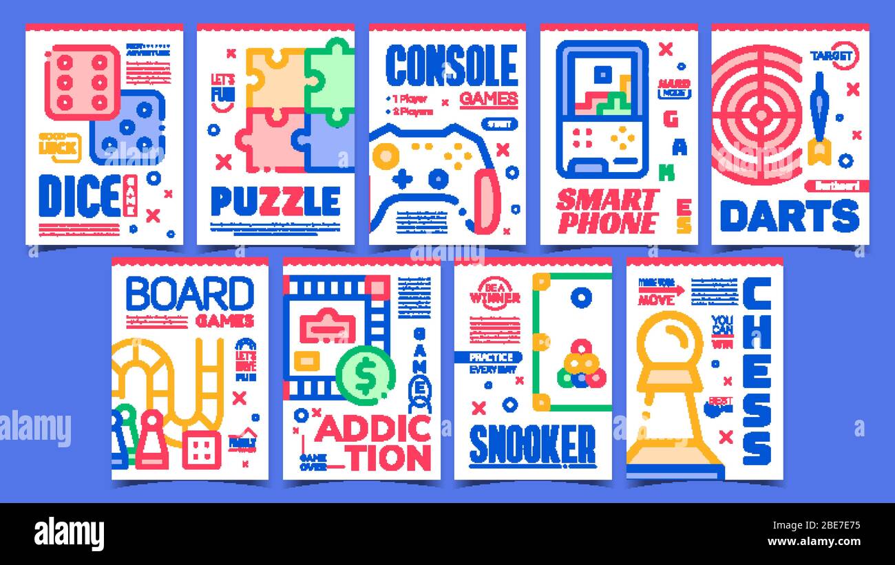 Games Creative Advertising Posters Set Vector Stock Vector Image & Art ...