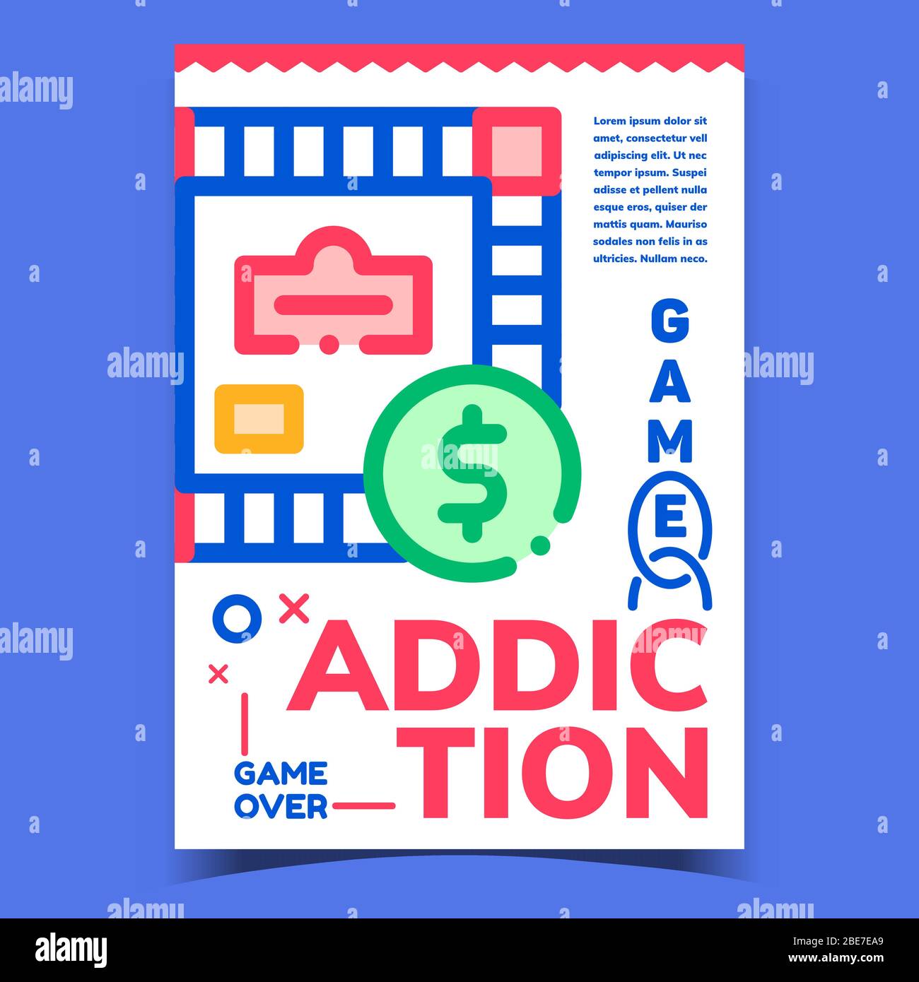 Game Addiction Creative Advertising Banner Vector Stock Vector Image ...