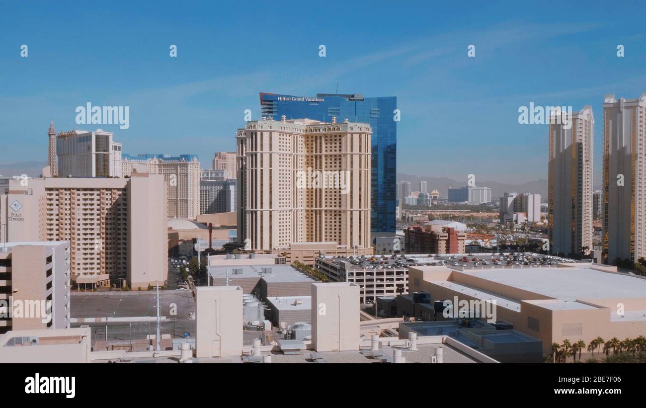 Skyline of Las Vegas strip - aerial view - LAS VEGAS-NEVADA, OCTOBER 11, 2017 Stock Photo - Alamy