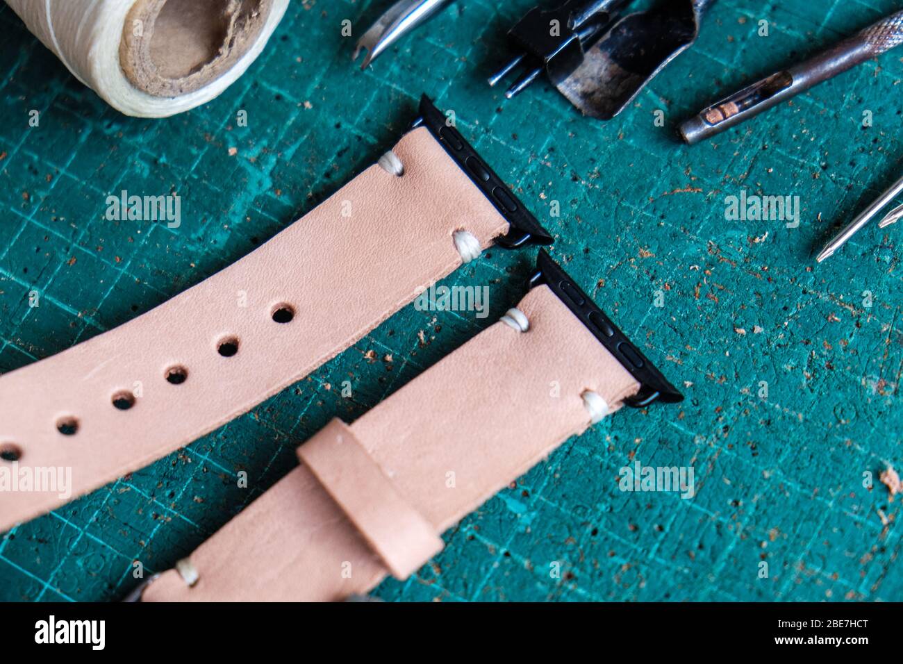 Genuine Pink Vegetable Tanned Leather Making Watch Strap Crafts Working