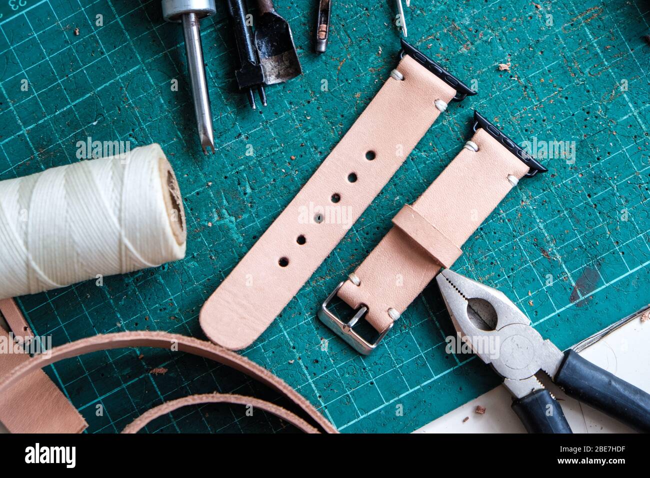 Genuine Pink Vegetable Tanned Leather Making Watch Strap Crafts Working