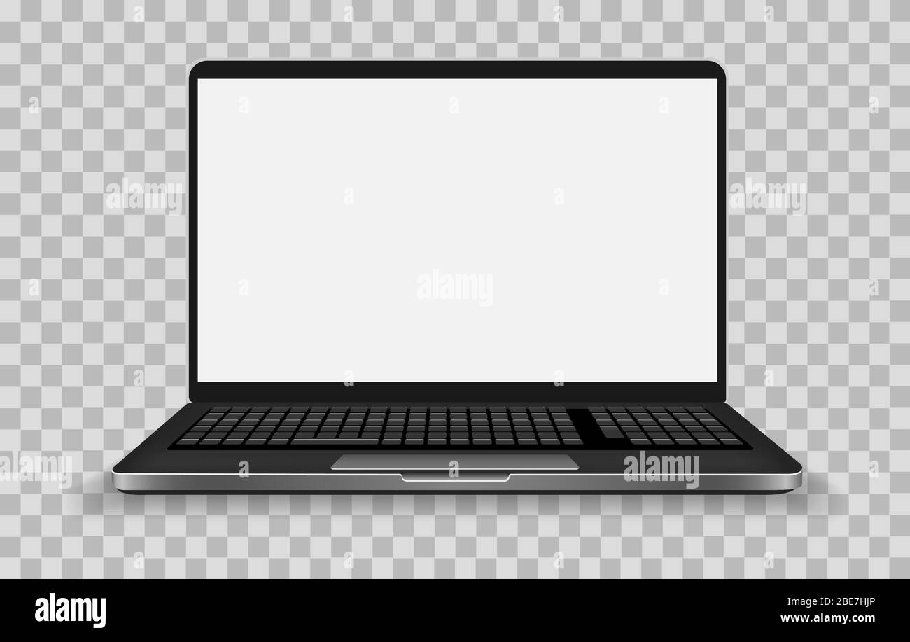 Realistic laptop isolated on white Black and White Stock Photos ...