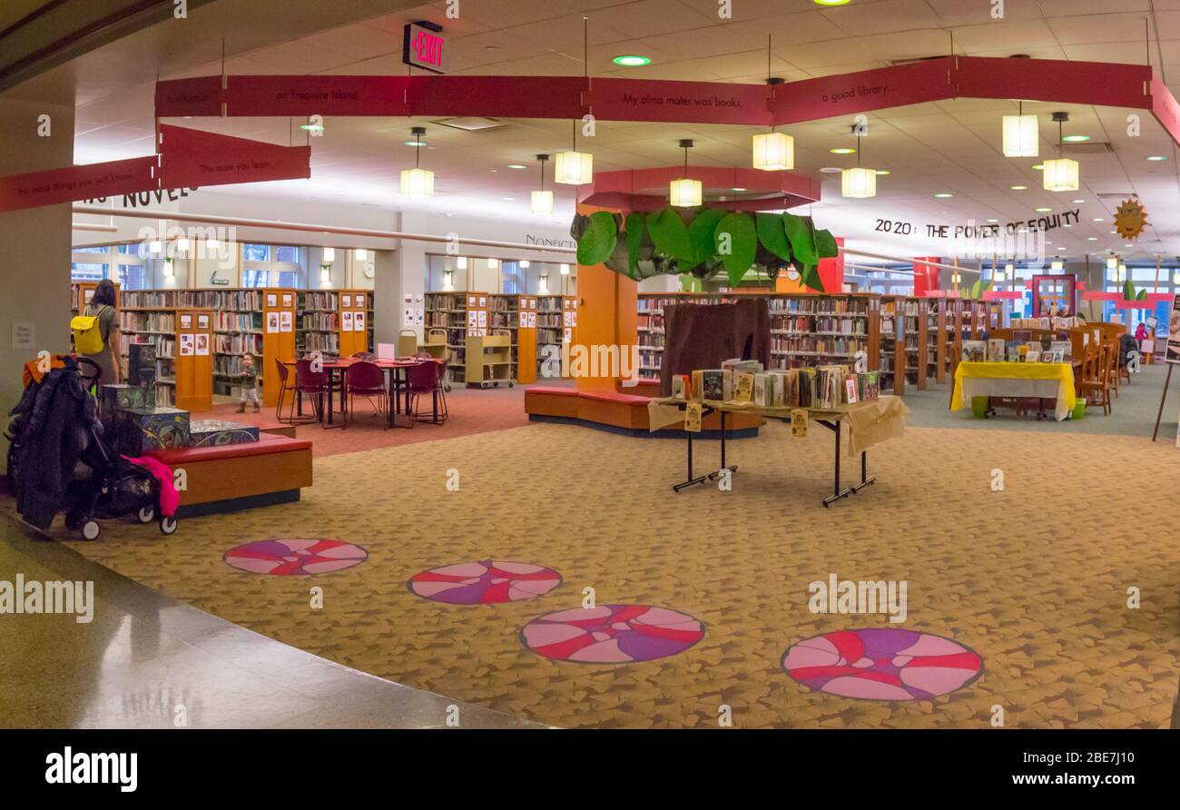 Public Library interior panorama Stock Photo - Alamy