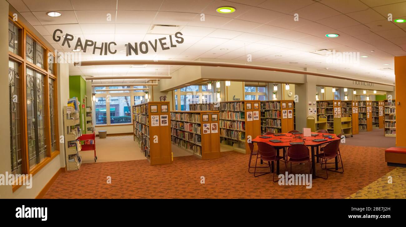 Public Library interior panorama Stock Photo - Alamy