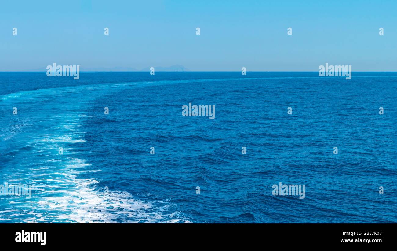 Wake in the ocean made by cruise ship.Water wake of cruise liner Stock ...