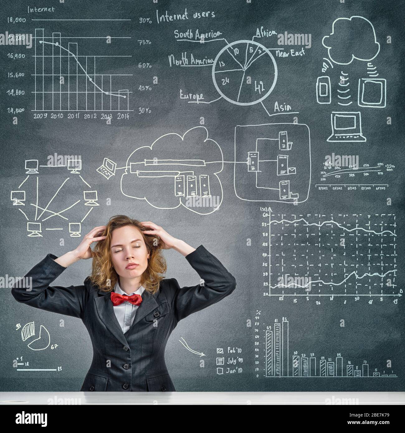 Stressed teacher in classroom Stock Photo - Alamy