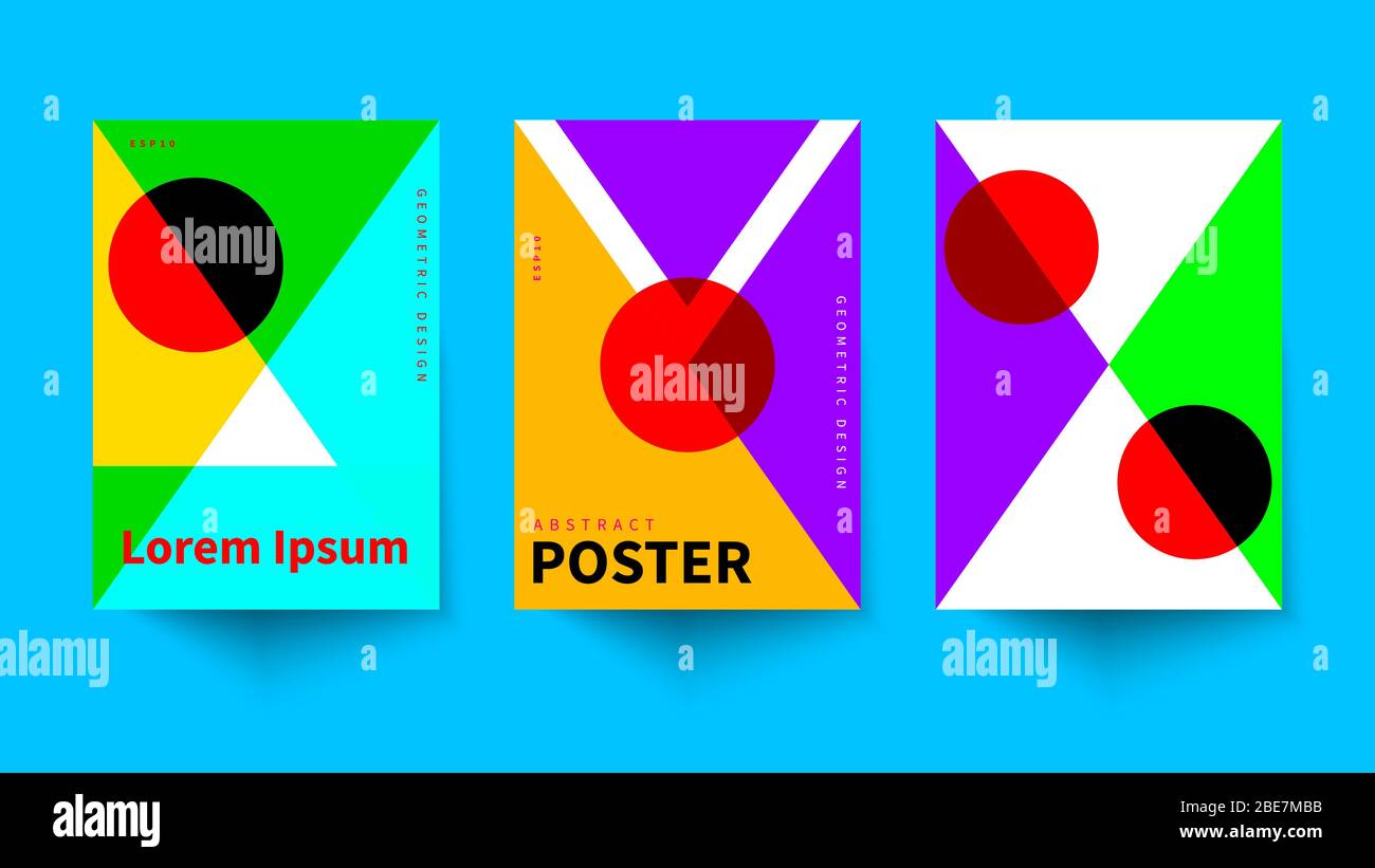 Bauhaus minimal posters with simpe shapes, vivid colors backgrounds ...