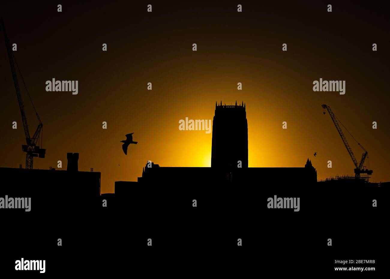 The sun rises behind Liverpool's Anglican Cathedral Stock Photo - Alamy