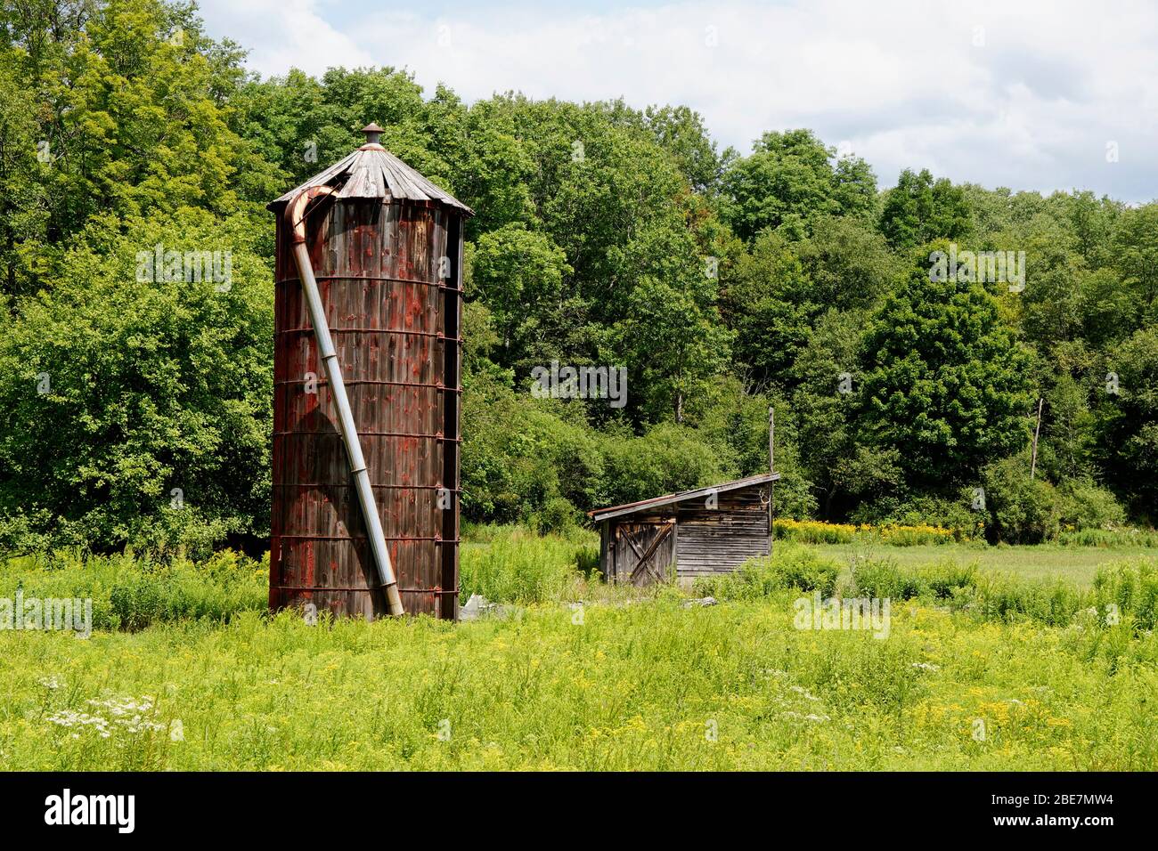 Old grain silo at abandonned farm in Upstate New York Stock Photo - Alamy