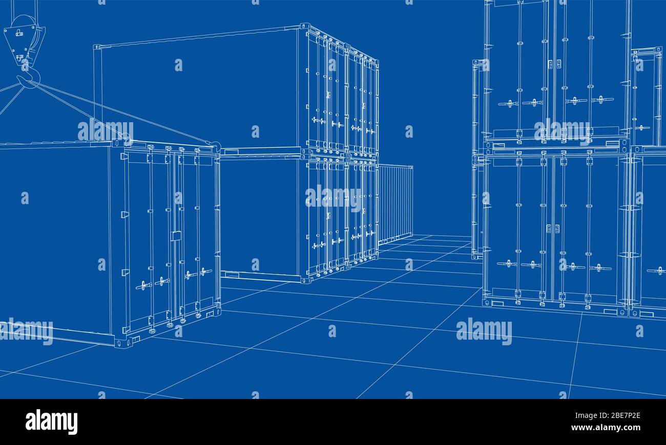 Cargo containers. Wire-frame style Stock Vector Image & Art - Alamy