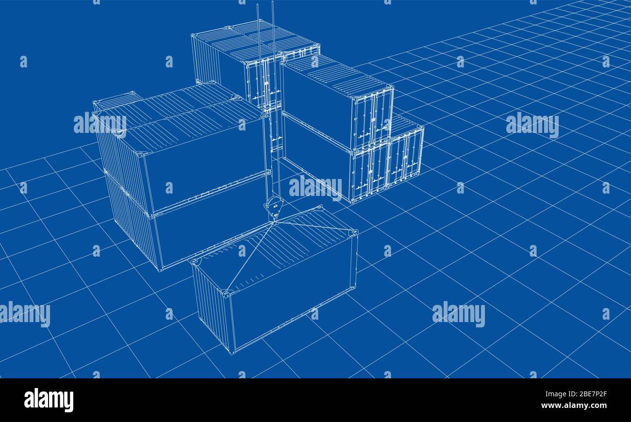 Cargo containers. Wire-frame style Stock Vector Image & Art - Alamy