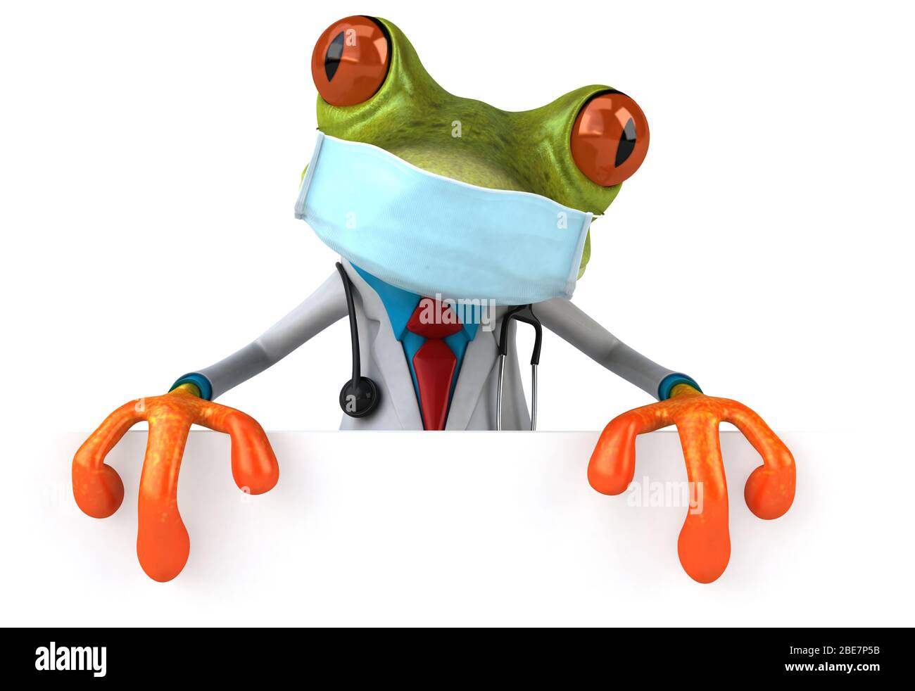 3D Illustration of a doctor frog with a mask Stock Photo - Alamy
