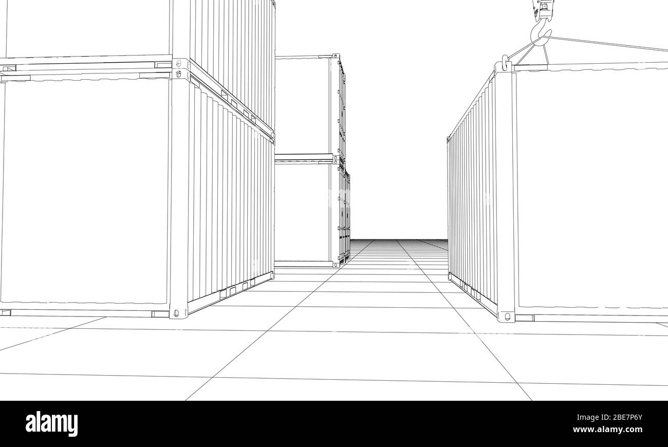 Cargo containers. Wire-frame style Stock Vector Image & Art - Alamy