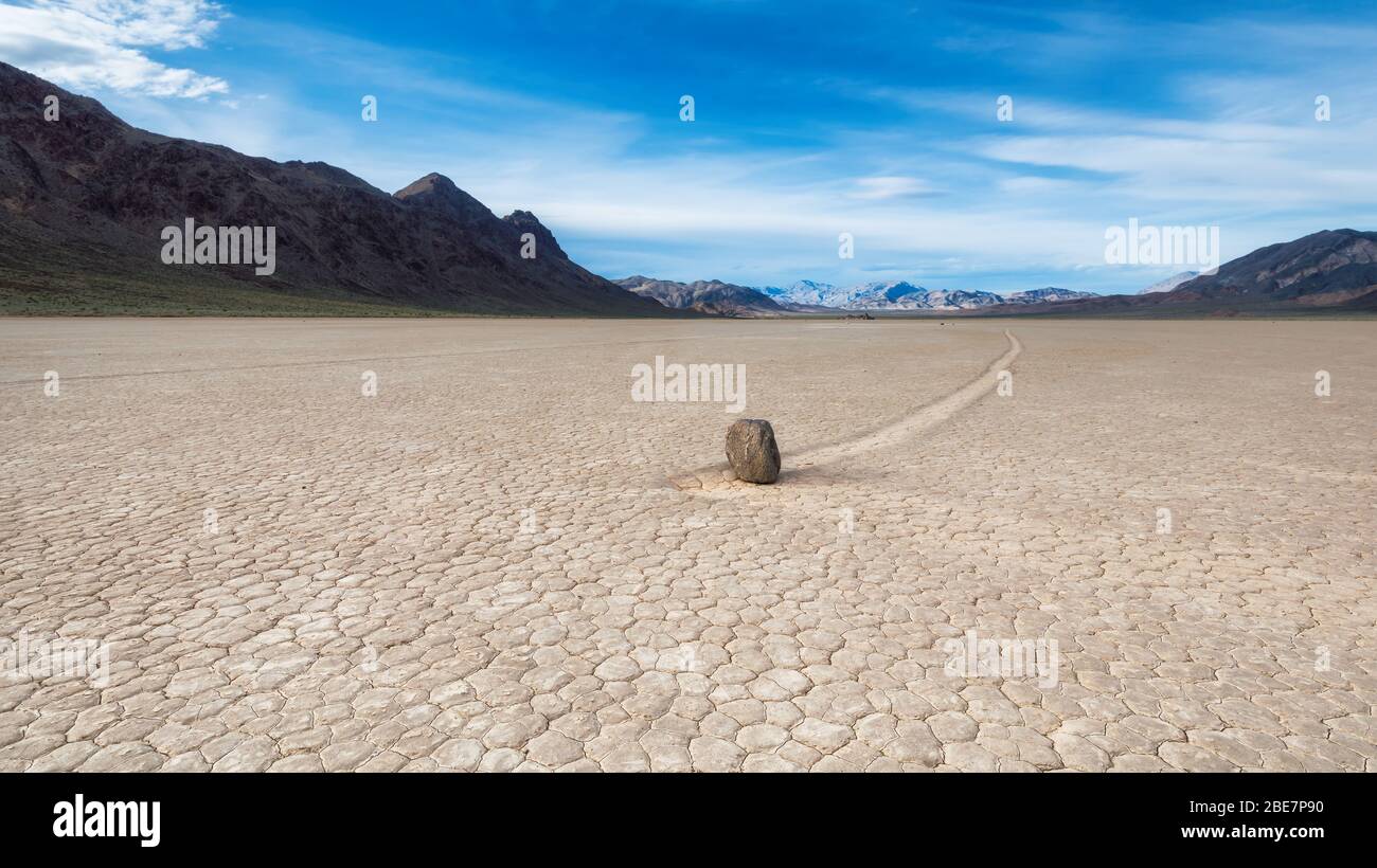 Moving stones in desert, Death Valley, California Stock Photo - Alamy
